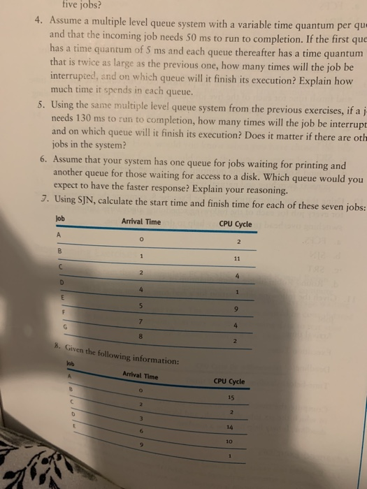 Solved Exercises b. Using SJN, and assuming the difference | Chegg.com