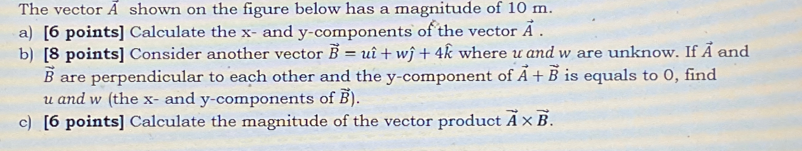 Solved The vector vec(A) ﻿shown on the figure below has a | Chegg.com