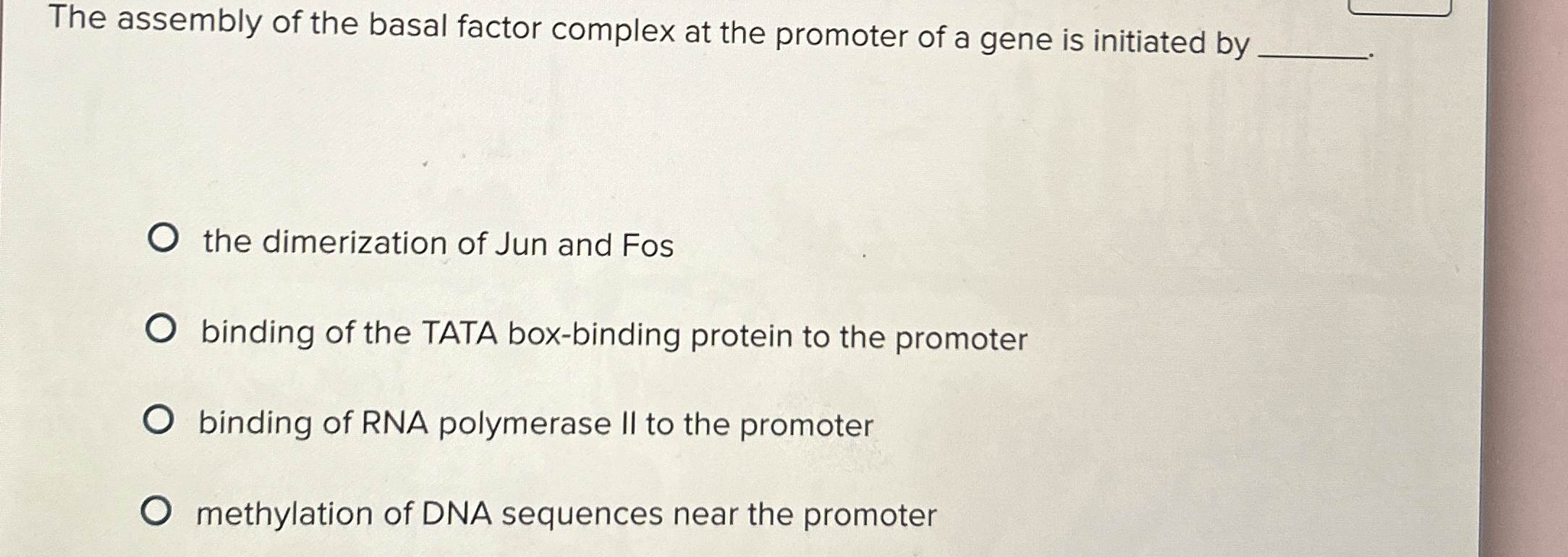 Solved The assembly of the basal factor complex at the | Chegg.com