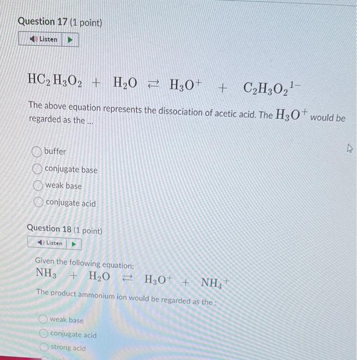 Solved HC2H3O2+H2O⇄H3O++C2H3O21− The above equation | Chegg.com