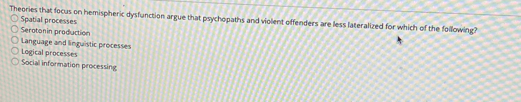 Solved Theories that focus on hemispheric dysfunction argue | Chegg.com