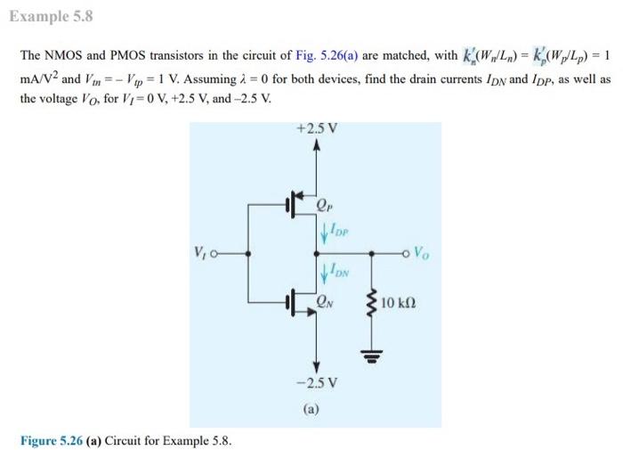 Solved The NMOS and PMOS transistors in the circuit of Fig. | Chegg.com