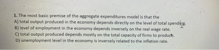 Solved 1. The most basic premise of the aggregate | Chegg.com