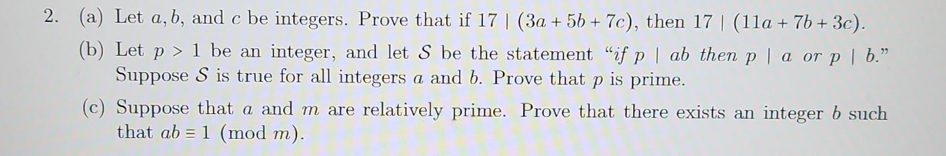 Solved (a) Let a,b, and c be integers. Prove that if | Chegg.com