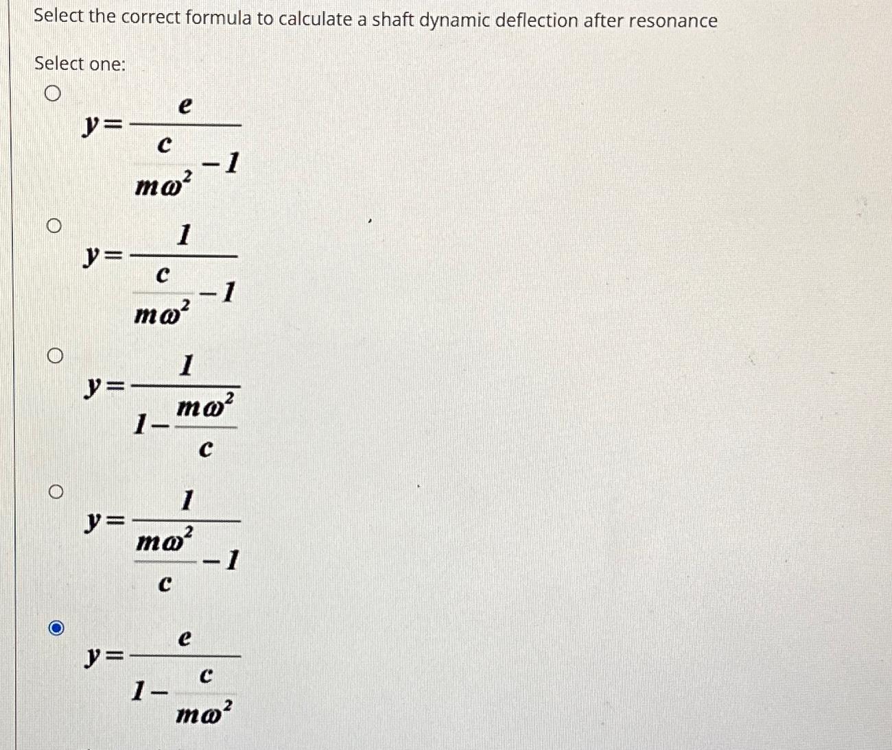 Solved Select the correct formula to calculate a shaft | Chegg.com