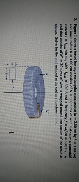 Solved 5. Figure 1 shows a toroid having a rectangular cross | Chegg.com