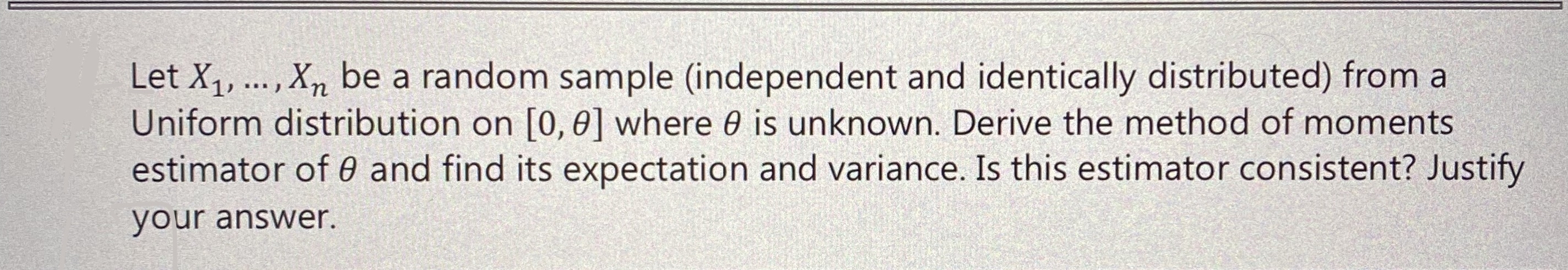 Solved Let x1,dots,xn ﻿be a random sample (independent and | Chegg.com