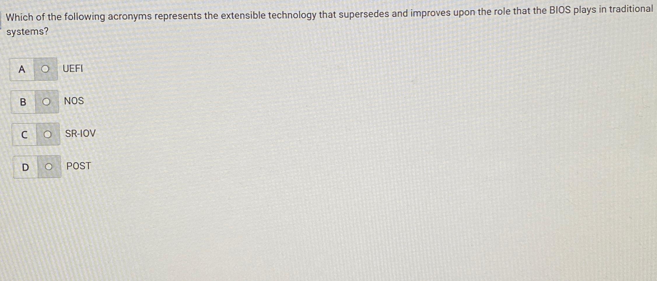 Solved Which of the following acronyms represents the | Chegg.com