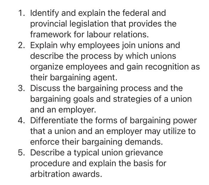 Solved 1. Identify and explain the federal and provincial | Chegg.com