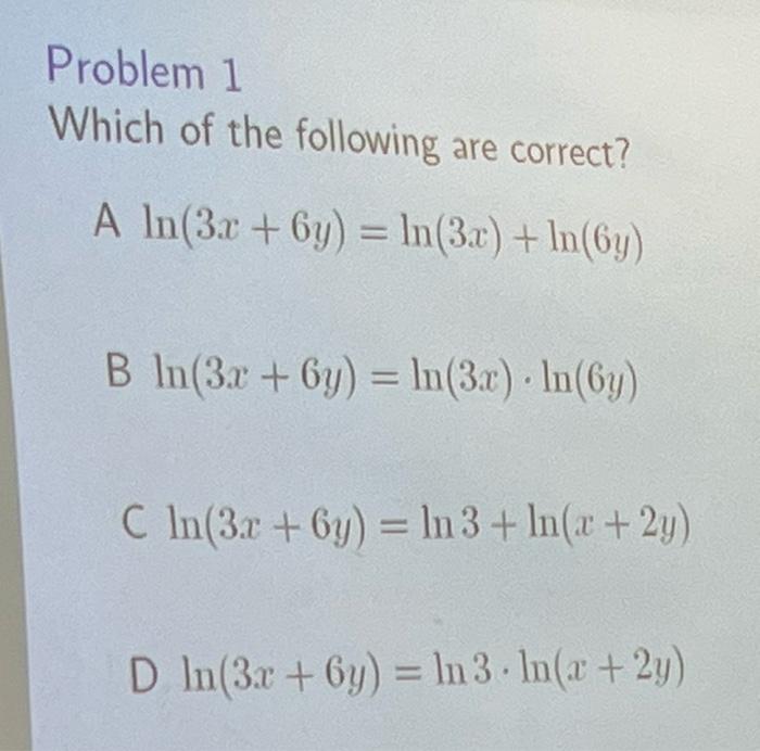 [Solved]: Problem 1 Which of the following are correct? A
