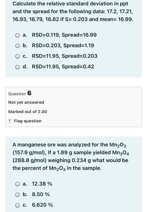 Solved Calculate the relative standard deviation in ppt and | Chegg.com
