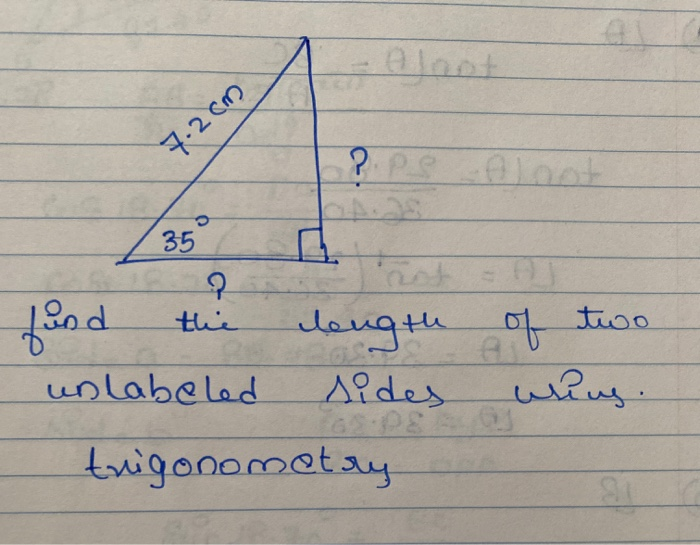 Solved 7.2cm 35 9 thie fund length of two unlabeled sides | Chegg.com