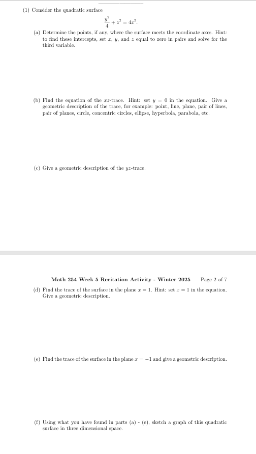 Solved (1) ﻿Consider the quadratic | Chegg.com