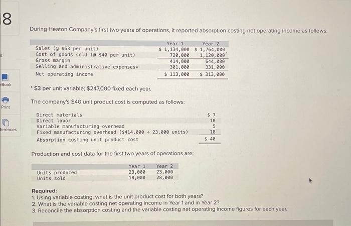 Solved What is the variable costing net operating income in | Chegg.com