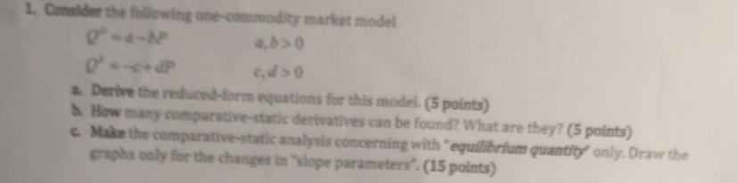 Solved Consider the following ane-commodity market | Chegg.com