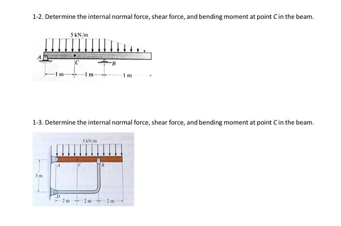 Solved 1-2. Determine the internal normal force, shear | Chegg.com