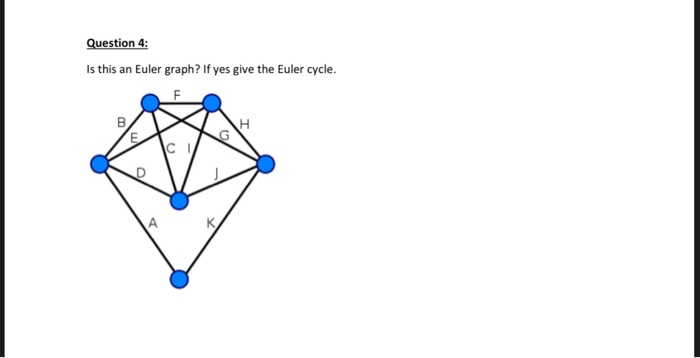 Solved Question 4: Is this an Euler graph? If yes give the | Chegg.com