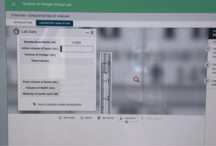 Solved Titration of Vinegar Virtual Lab TITRATION · | Chegg.com