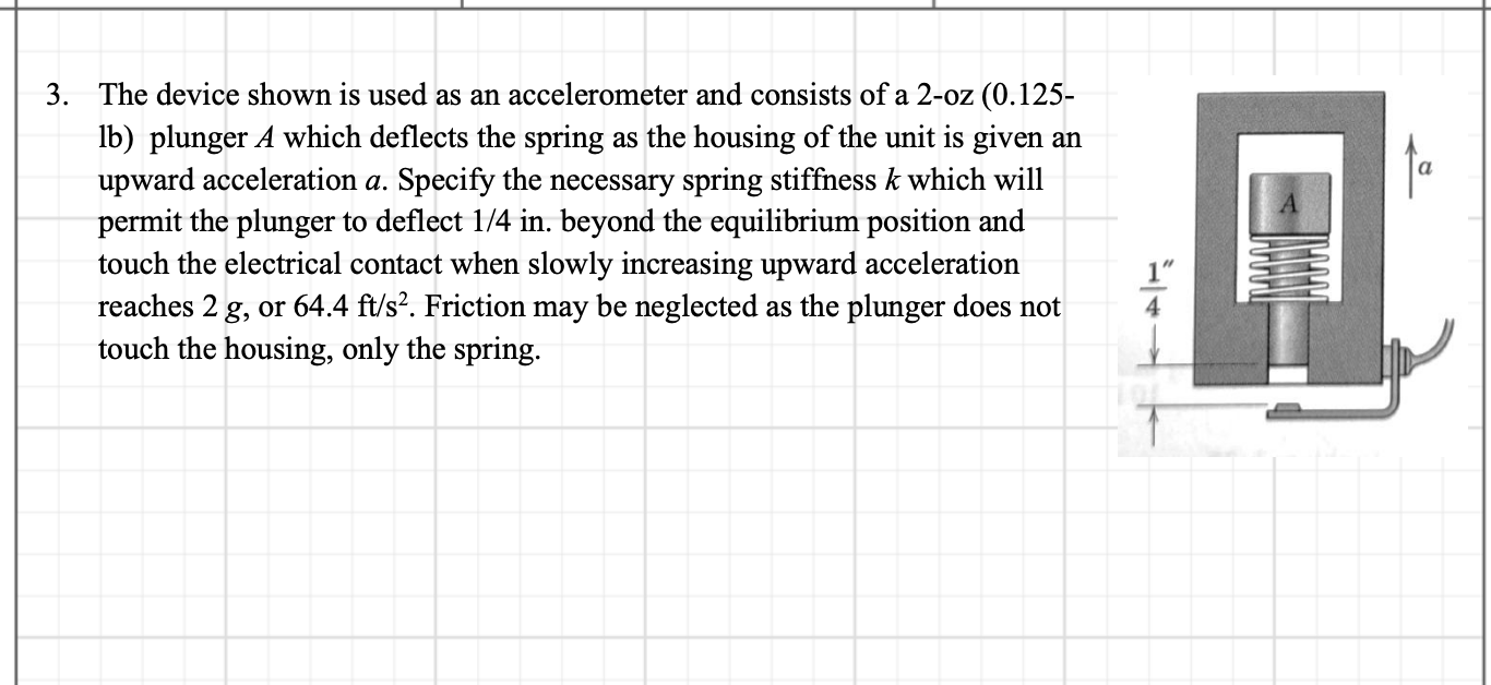 Solved 3. ﻿The device shown is used as an accelerometer and | Chegg.com