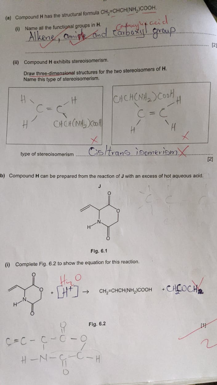 Solved (a) ﻿Compound H ﻿has the structural formula | Chegg.com