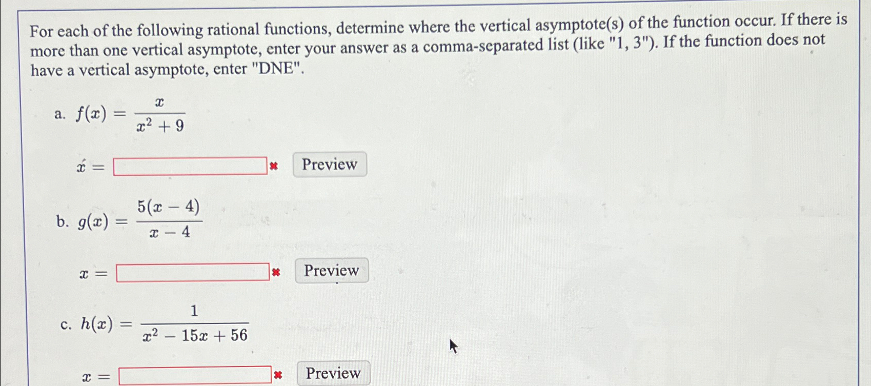 Solved For each of the following rational functions, | Chegg.com