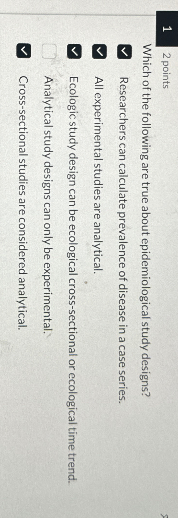 Solved 12 ﻿pointsWhich of the following are true about | Chegg.com