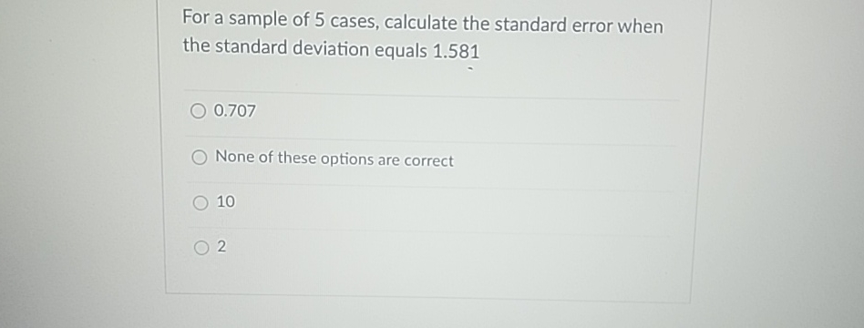 For a sample of 5 ﻿cases, calculate the standard | Chegg.com