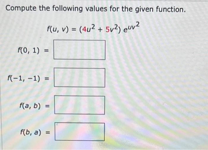 Solved Compute the following values for the given function. | Chegg.com