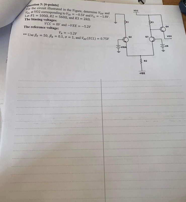 Solved question 3: [6-points]For the circuit illustrated in | Chegg.com