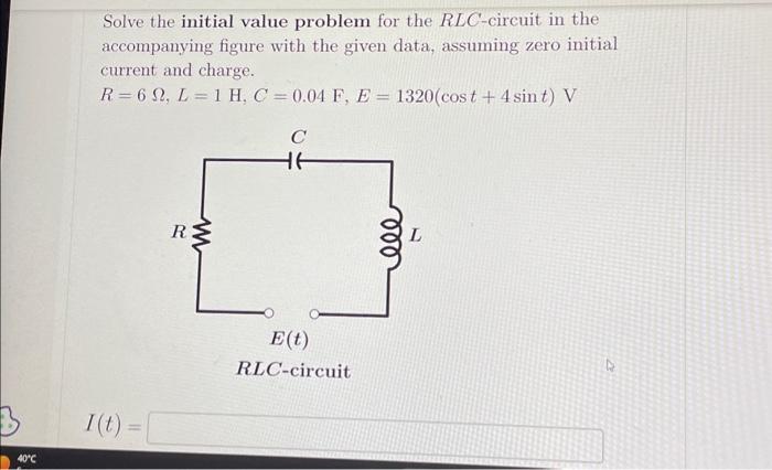 Solved Solve the initial value problem for the RLC-circuit | Chegg.com
