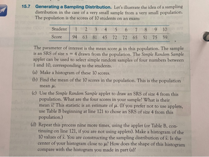 Solved 15.7 Generating a Sampling Distribution. Let's | Chegg.com
