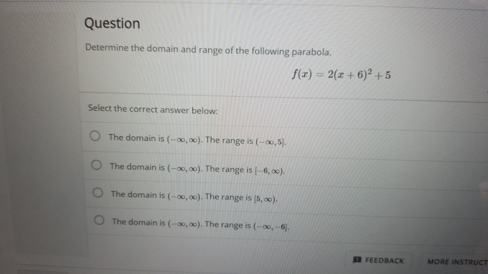 Solved Question Determine the domain and range of the | Chegg.com