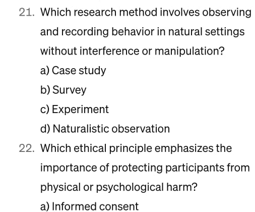 Solved Which research method involves observing and | Chegg.com