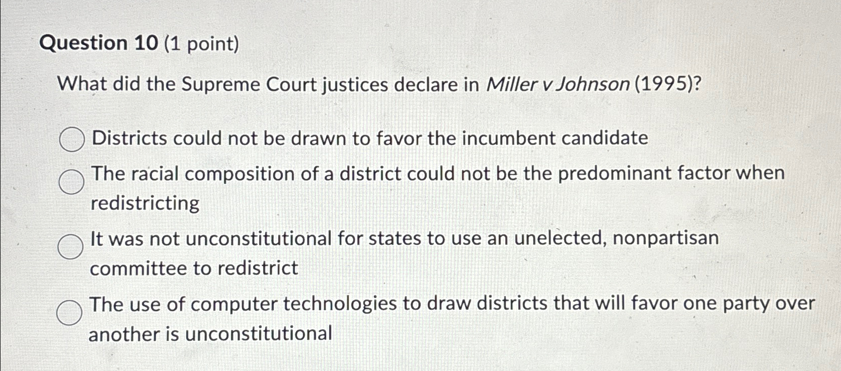 Solved Question 10 (1 ﻿point)What did the Supreme Court | Chegg.com
