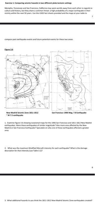 Exercise - Comparing seismic hazards in two different | Chegg.com