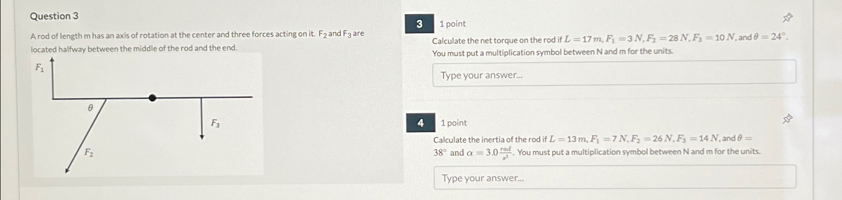 Solved Question 3A rod of length m ﻿has an axis of rotation | Chegg.com