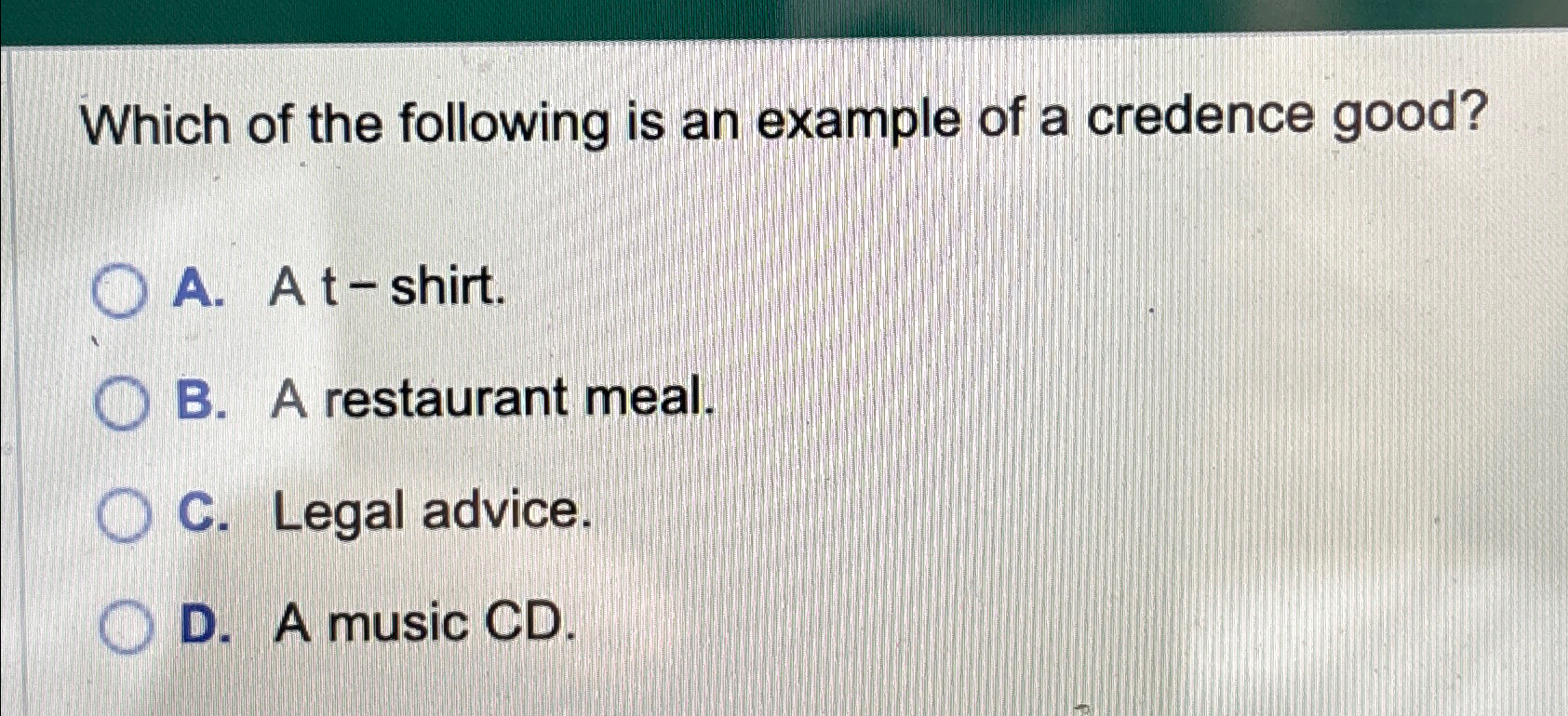 Solved Which of the following is an example of a credence | Chegg.com