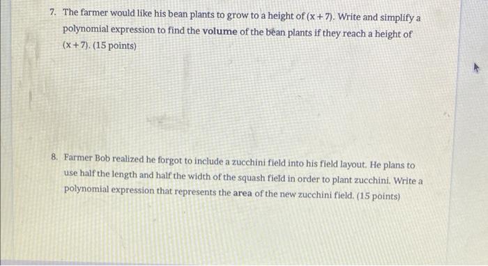 Solved Unit 1 Project: Polynomial Farm Lesson Objectives 1. | Chegg.com