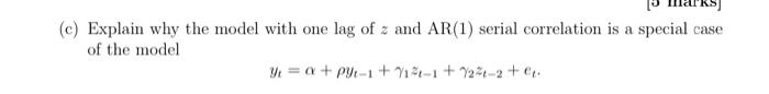 Solved 2 Suppose That A Time Series Variable Y Follows The