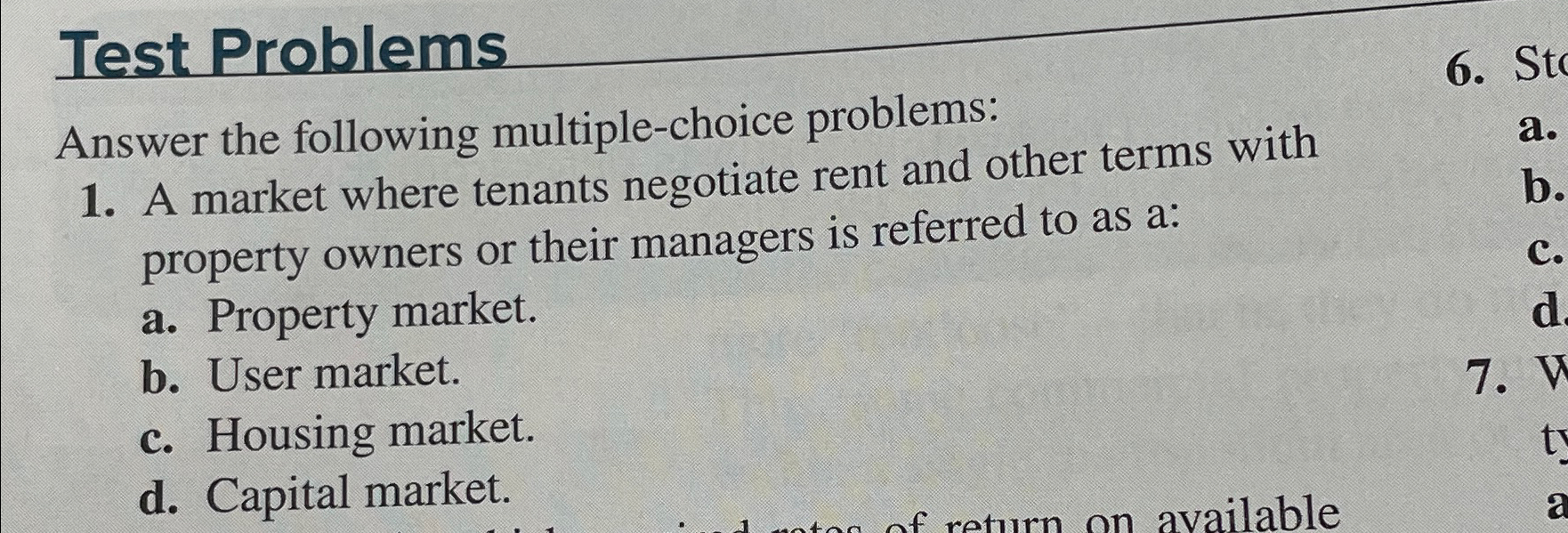 Solved Test ProblemsAnswer the following multiple-choice | Chegg.com