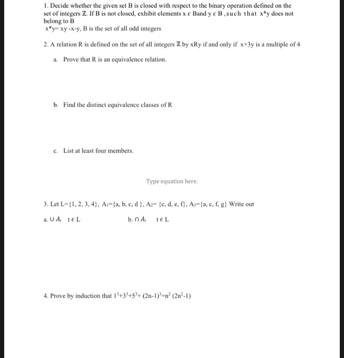 Solved 1 Decide Whether The Given Set B Is Closed With