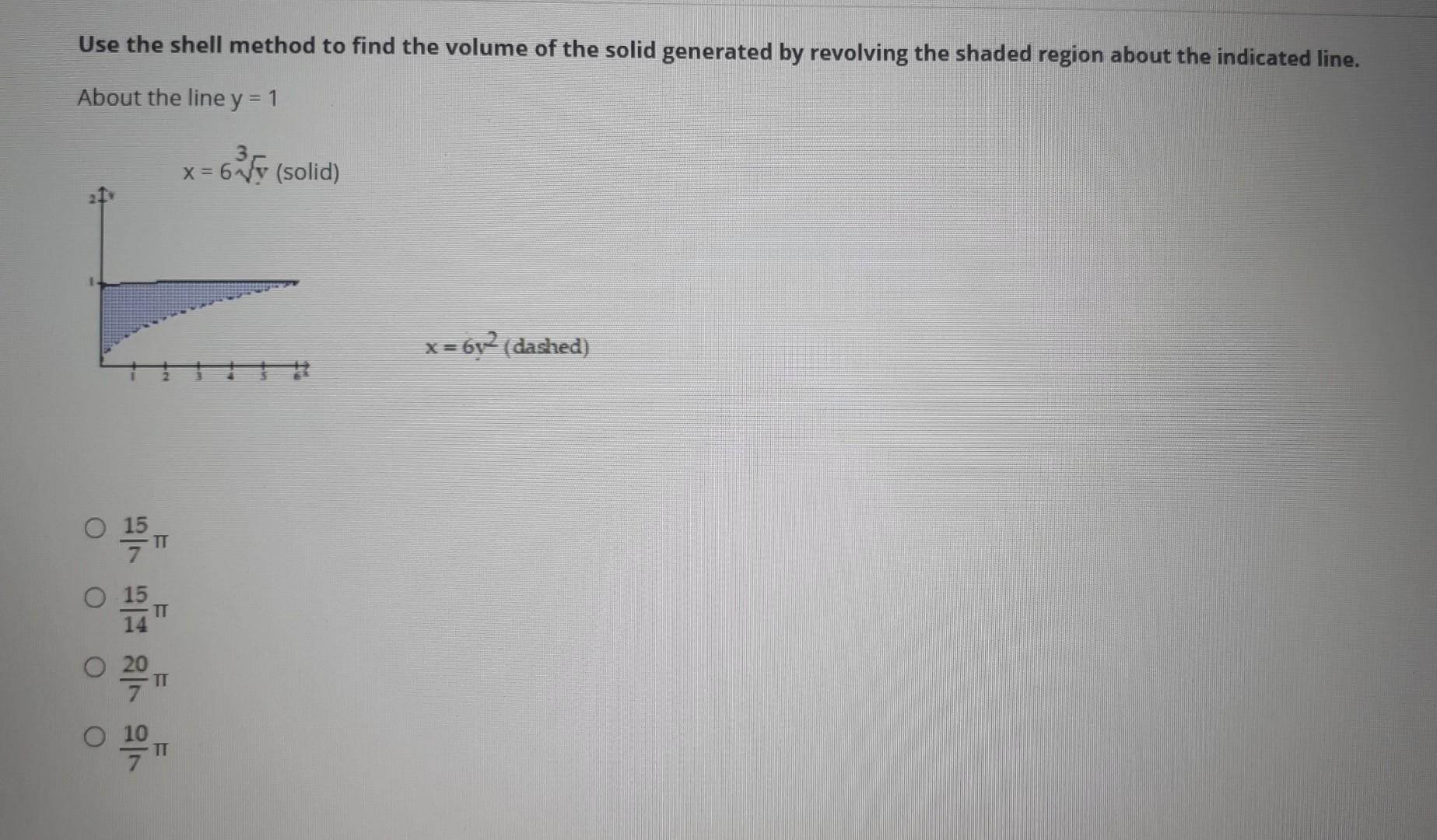 Solved Use the shell method to find the volume of the solid | Chegg.com