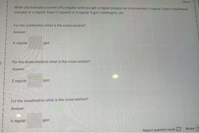 Solved Marks When you truncate a corner off a regular solid | Chegg.com