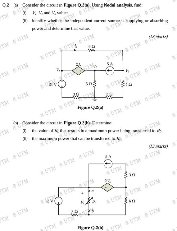 Solved (a) Consider the circuit in Figure Q.2(a). Using | Chegg.com
