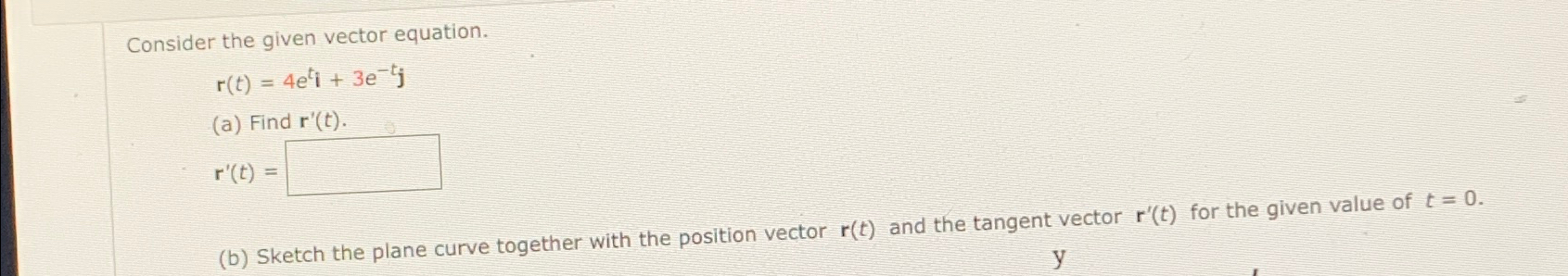 Solved Consider The Given Vector Equation R T 4eti 3e Tj A