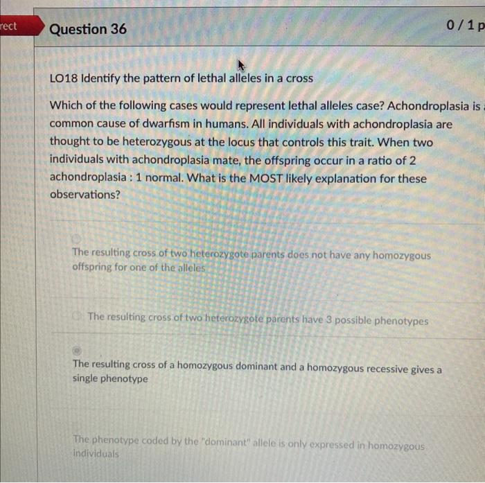Solved LO18 Identify the pattern of lethal alleles in a | Chegg.com