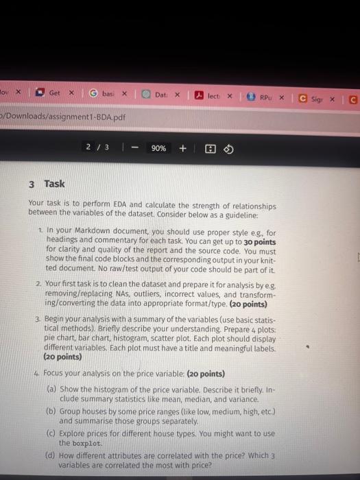 Solved 1 Description The housing dataset contains the prices | Chegg.com