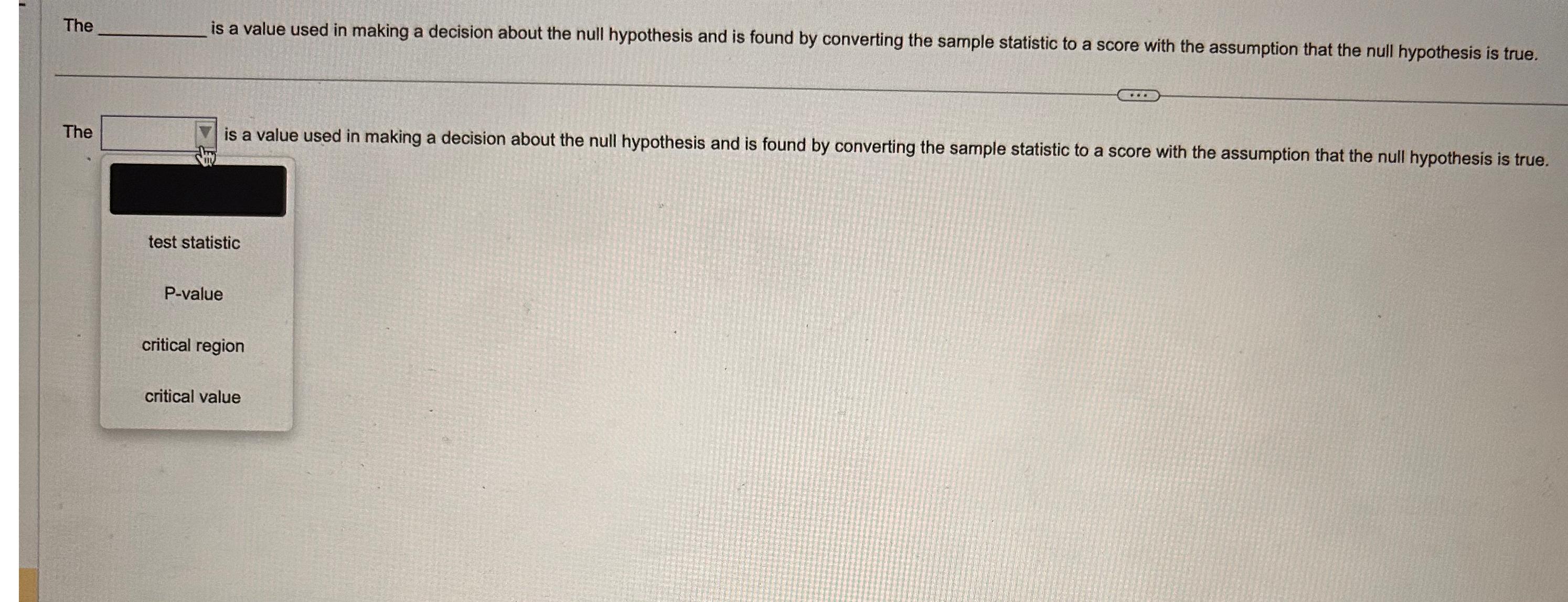 Solved Thethetest Statisticp Valuecritical Regioncritical 6847