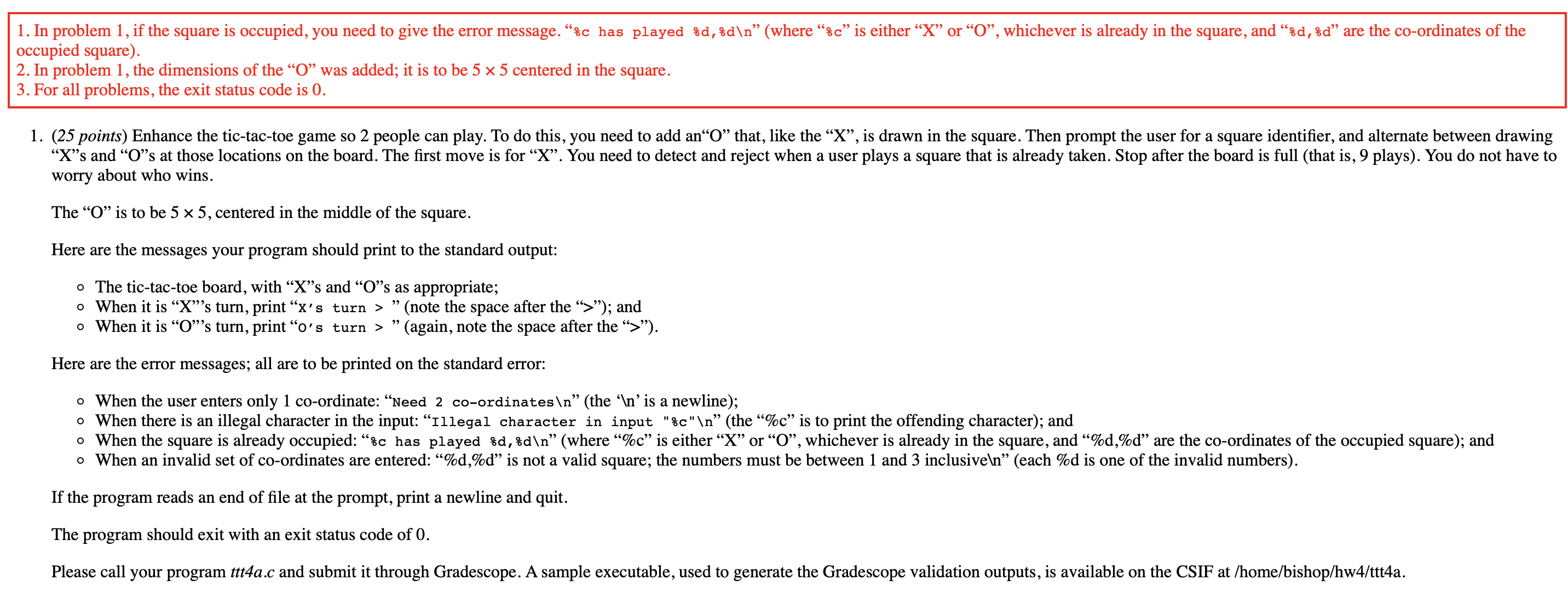 Solved In C program Enhance the tic-tac-toe game so 2 | Chegg.com