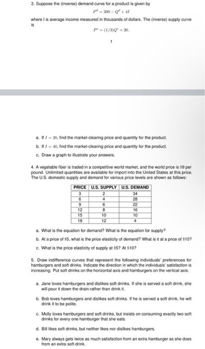 Solved 3. Suppose the (inverse) demand curve for a product | Chegg.com